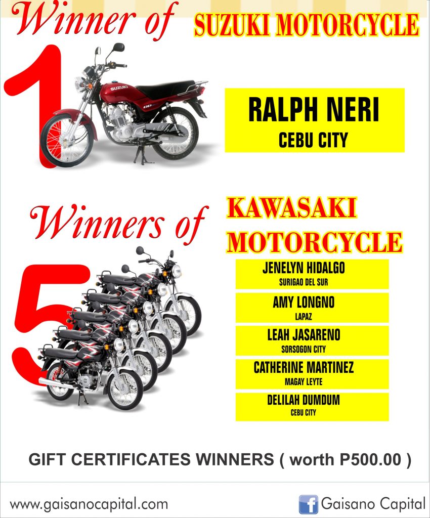 Anniversary 2017 Raffle Promo winners – Gaisano Capital