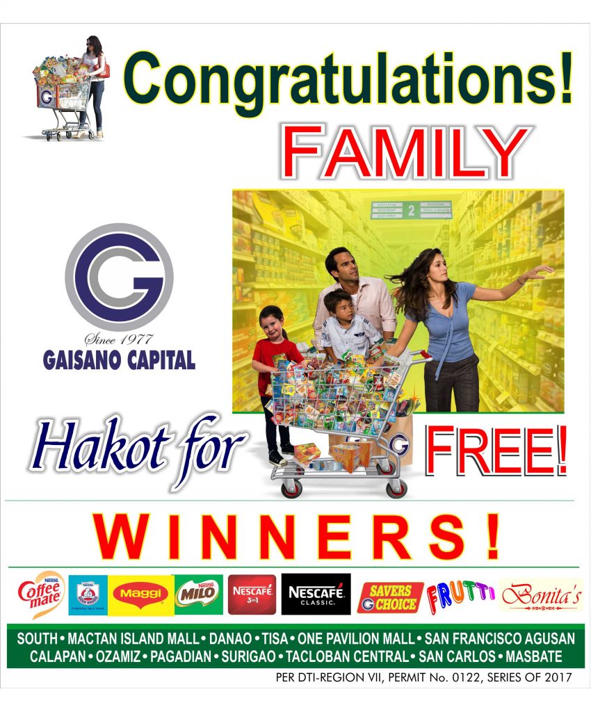 Congratulations! Hakot for FREE winners – Gaisano Capital