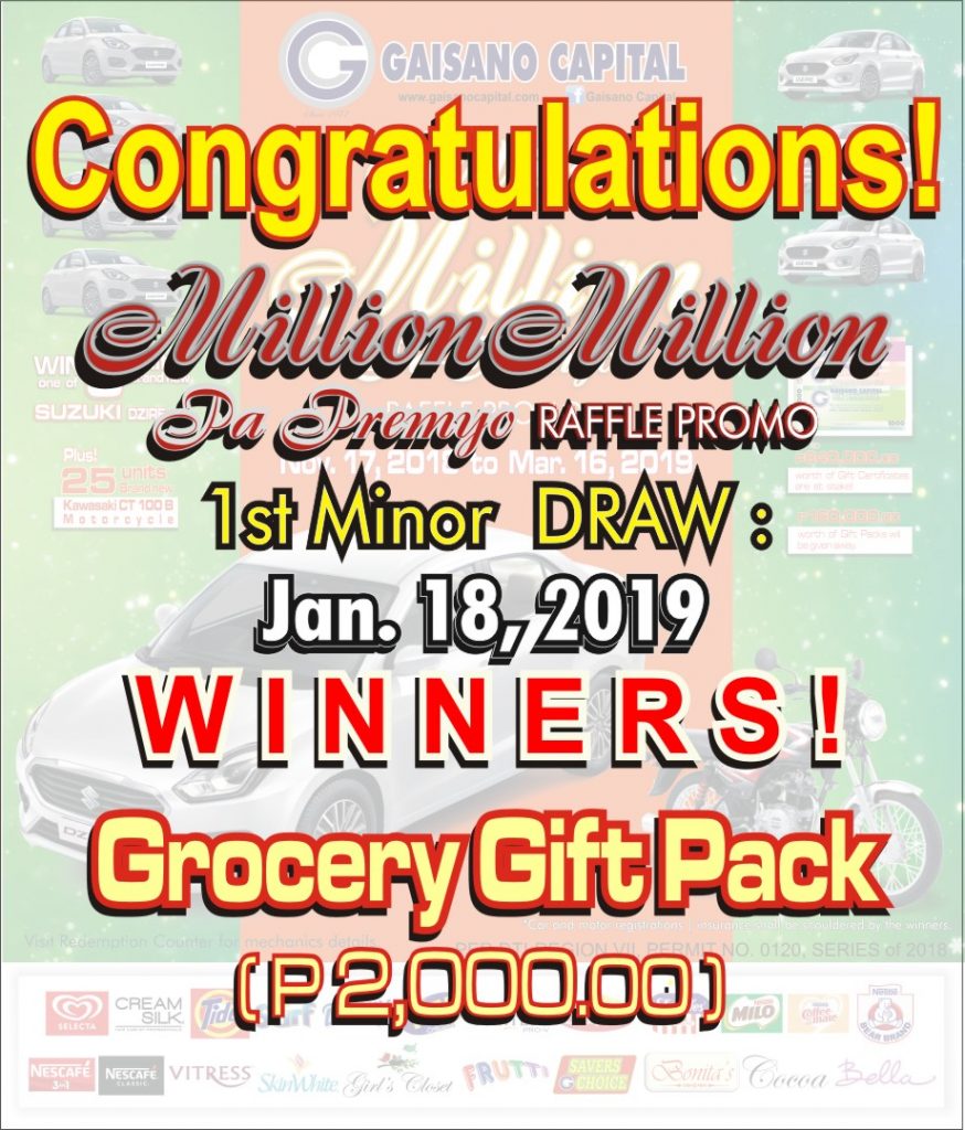 First Minor Draw – Gaisano Capital