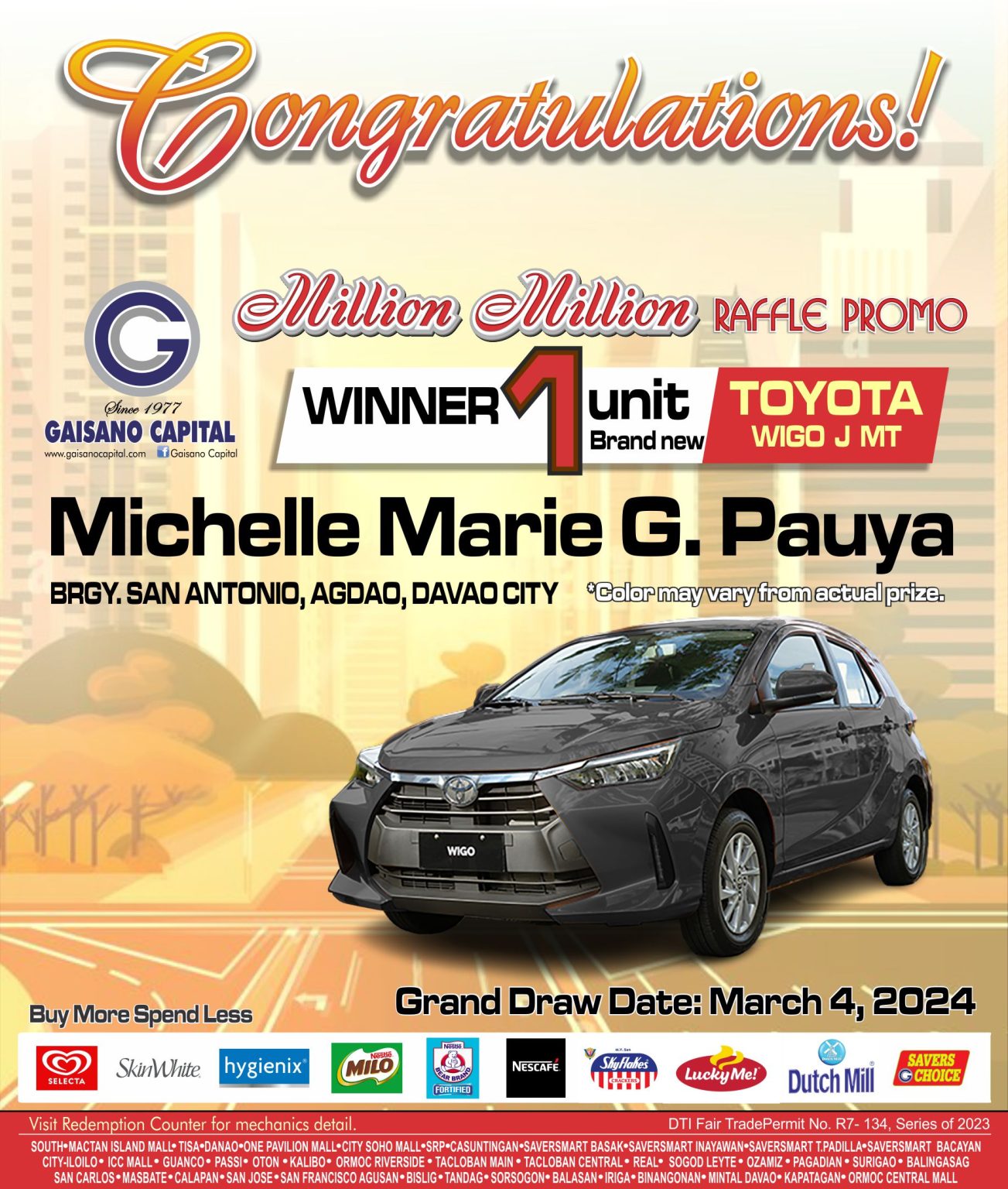 Congratulations ! – Gaisano Capital